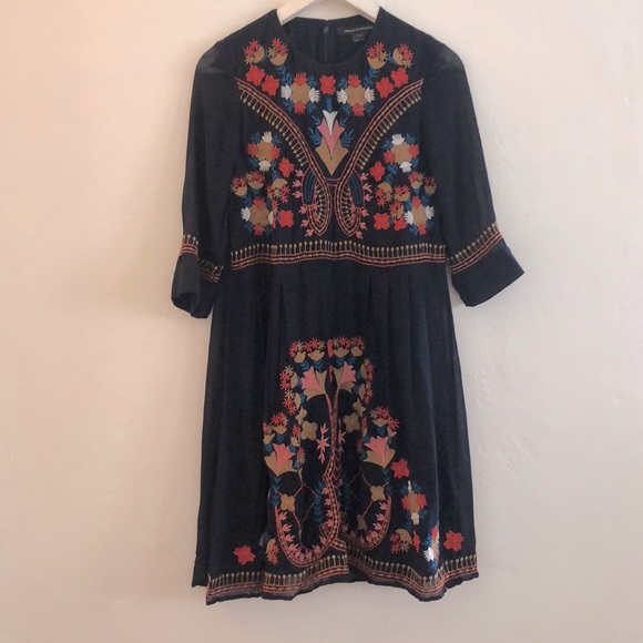 French Connection | Dresses | French Connection Navy Blue With Floral ...